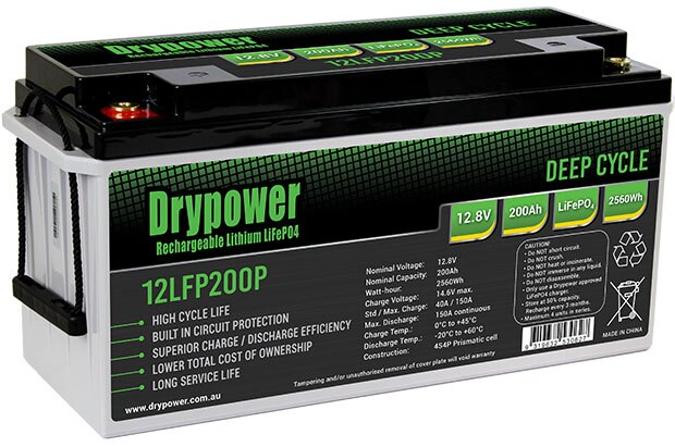 Drypower 200Ah Lithium Deep Cycle Battery (12LFP200P) - Battery World