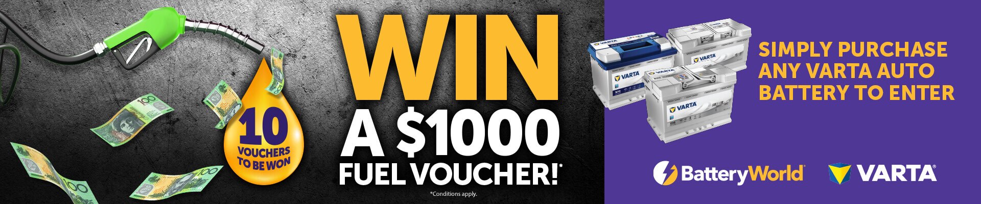 Win A $1000 Fuel Voucher - Battery World
